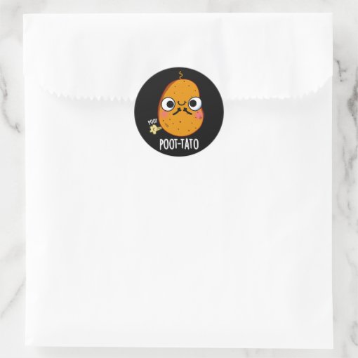 Poot-tato Funny Farting Potato Pun Dark BG Classic Round Sticker | Zazzle