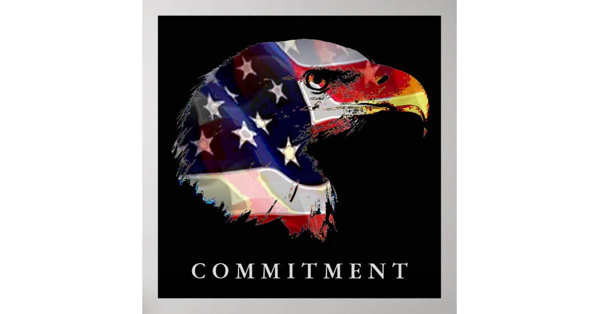 Pop Art American Flag Eagle Commitment Poster | Zazzle