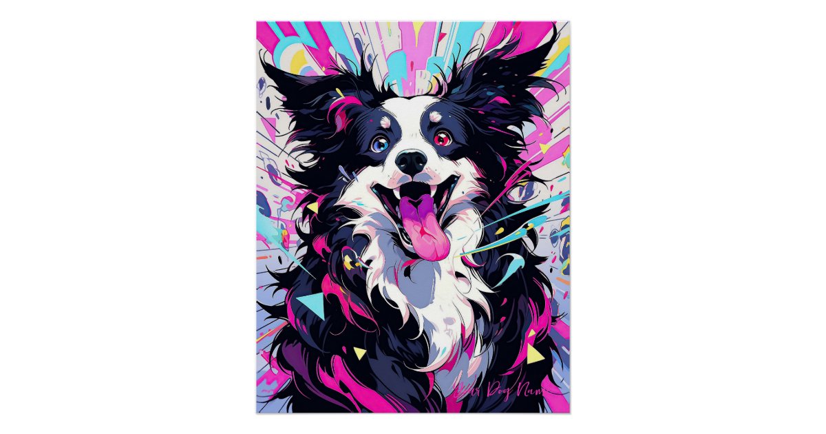 Pop Art Anime Border Collie Dog 001 - Victoria Sas Poster | Zazzle