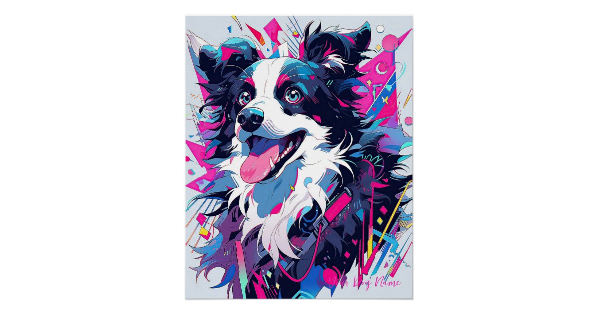Pop Art Anime Border Collie Dog 005 - Victoria Sas Poster | Zazzle