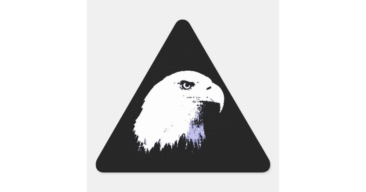 Pop Art Bald Eagle Triangle Sticker | Zazzle