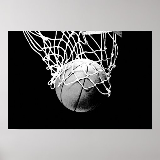 Pop Art Basketball Ball & Net Print Poster | Zazzle