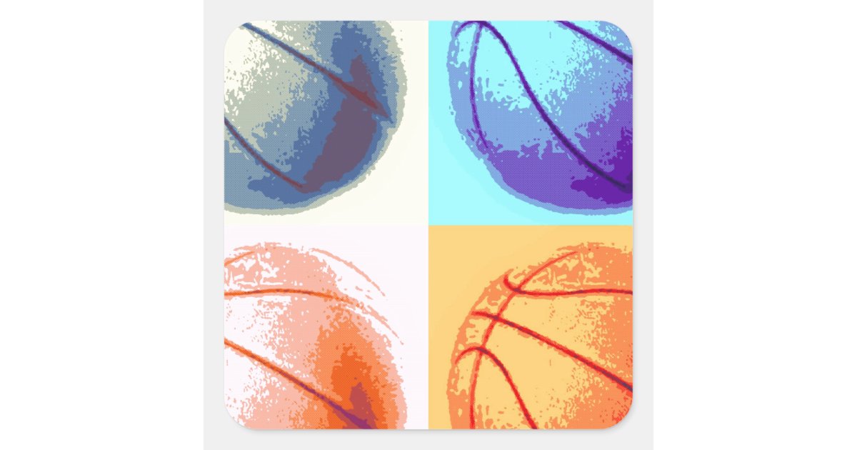 Pop Art Basketball Square Sticker | Zazzle