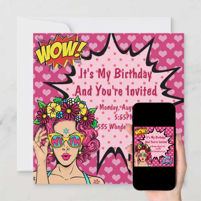 Pop Art Birthday Invitation | Zazzle
