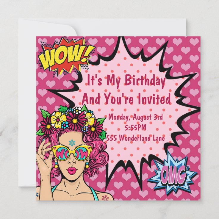 Pop Art Birthday Invitation | Zazzle