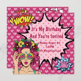 Pop Art Birthday Invitation | Zazzle