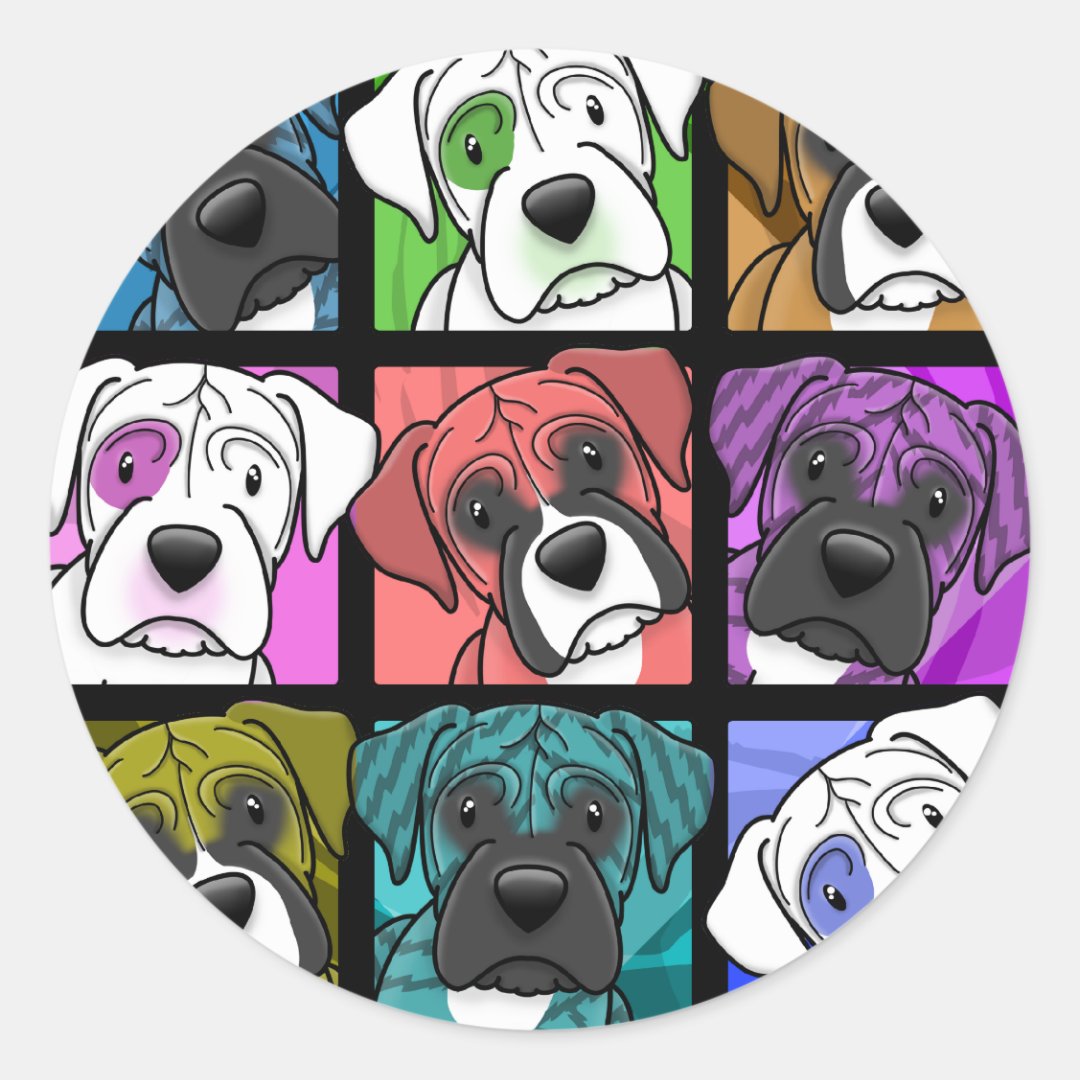 Pop Art Boxer Classic Round Sticker | Zazzle