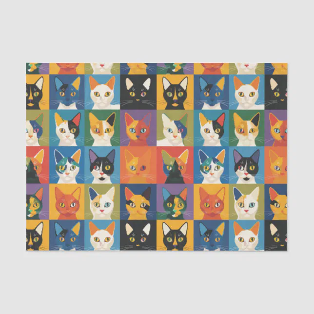 Pop Art Cat Collage Decoupage Tissue Paper | Zazzle