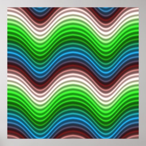Pop Art Color Waves Blue Red Seamless Poster | Zazzle