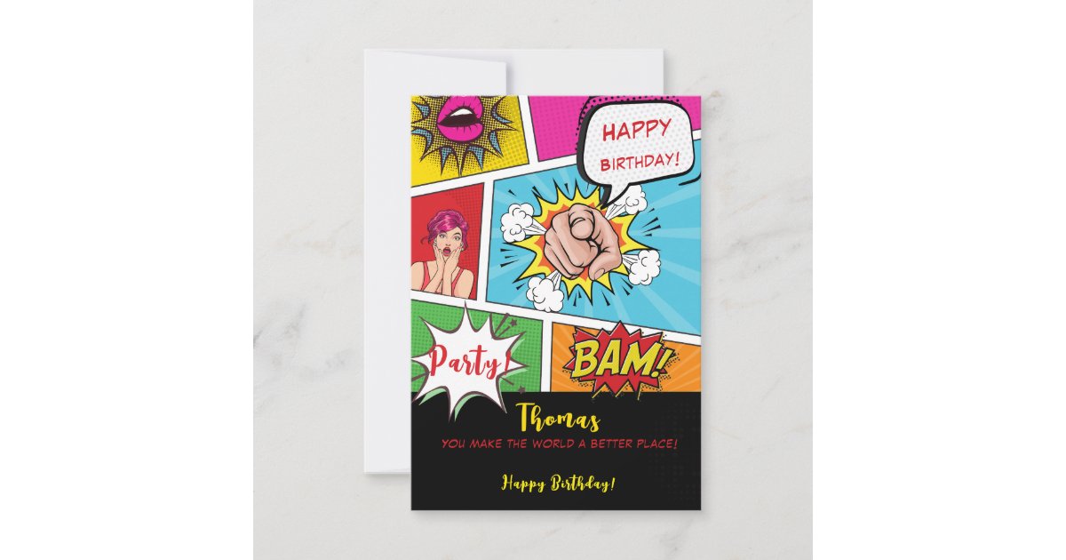 Pop art comic birthday card | Zazzle