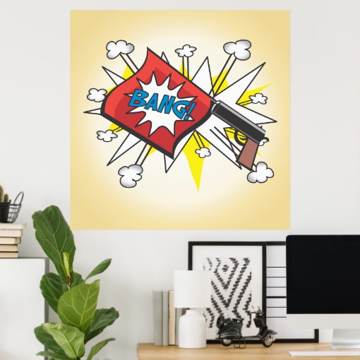Pop art Comic book inspired Bang Gun poster | Zazzle