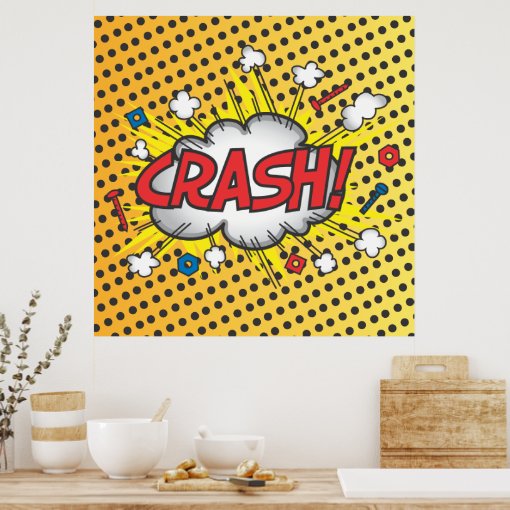 Pop art Comic book inspired Crash! poster | Zazzle