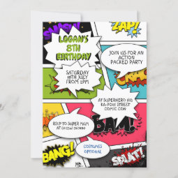Pop Art Comic Book Party Invitations | Zazzle