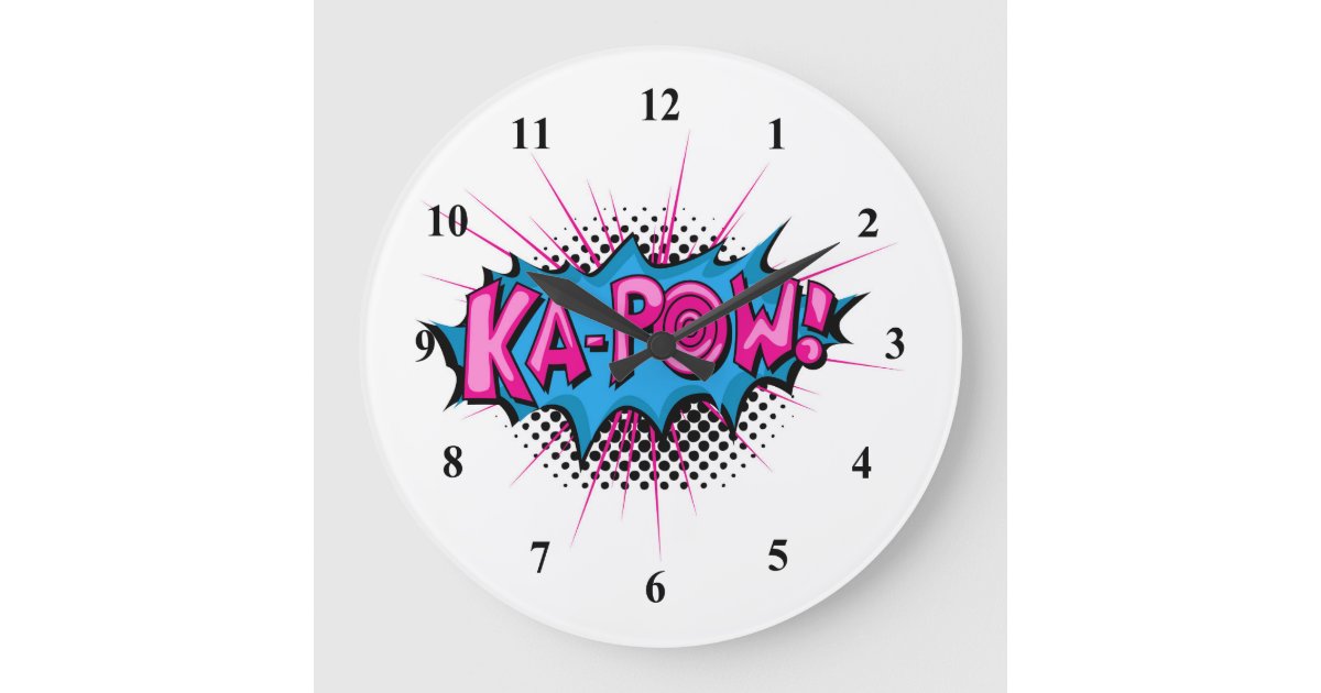 Pop Art Comic Ka-Pow! Large Clock | Zazzle