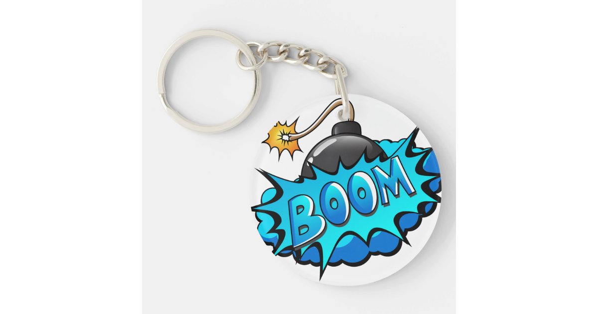 Pop Art Comic Style Bomb Boom! Keychain | Zazzle