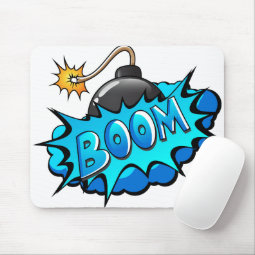 Pop Art Comic Style Bomb Boom! Mouse Pad | Zazzle