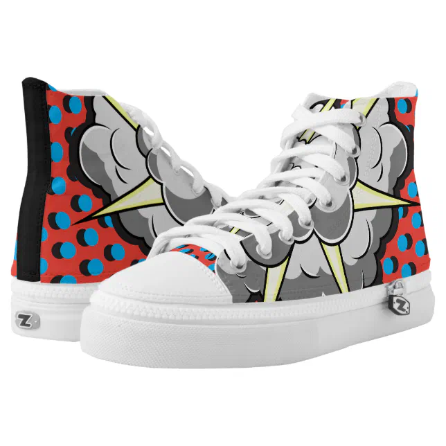 Pop Art Comic Style Explosion High-Top Sneakers | Zazzle