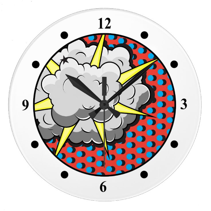 Pop Art Comic Style Explosion Large Clock | Zazzle