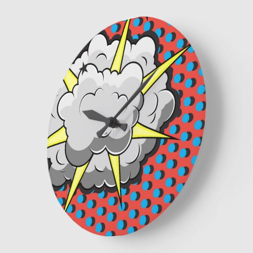 Pop Art Comic Style Explosion Large Clock | Zazzle