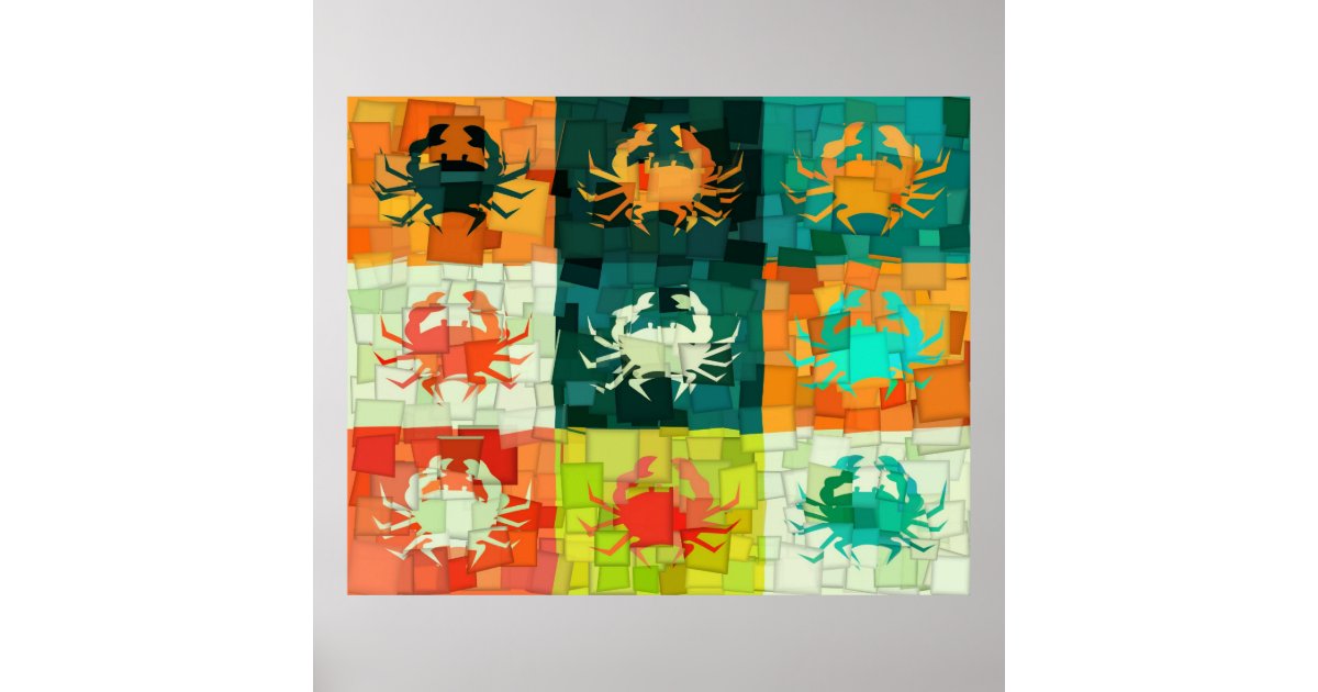 Pop Art Crab Cubism Poster | Zazzle