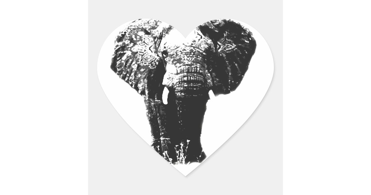 Pop Art Elephant Heart Sticker | Zazzle