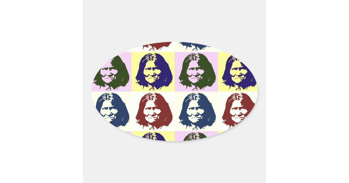Pop Art Geronimo Oval Sticker | Zazzle