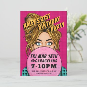Pop Art Girl Event Birthday Party Invite | Zazzle