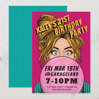 Pop Art Girl Event Birthday Party Invite | Zazzle