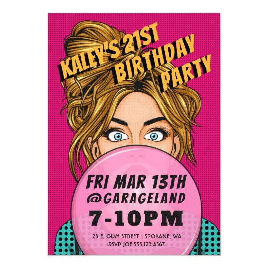 Pop Art Girl Event Birthday Party Invite | Zazzle.com