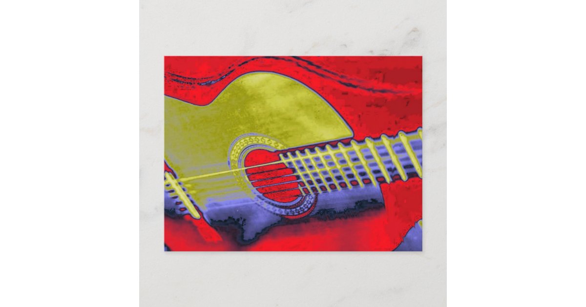 Pop Art Guitar Postcard | Zazzle
