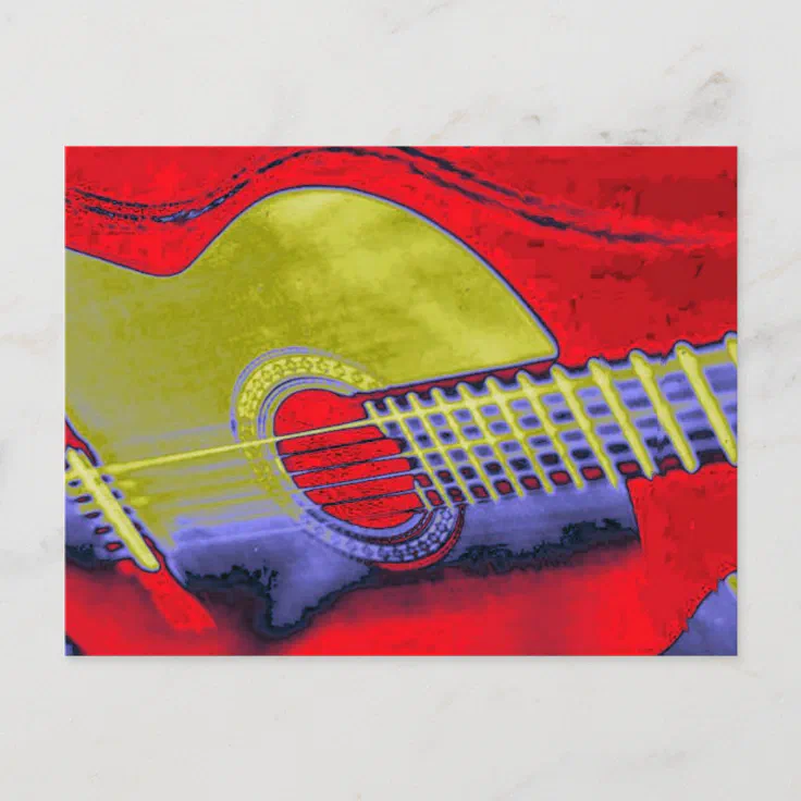 Pop Art Guitar Postcard | Zazzle