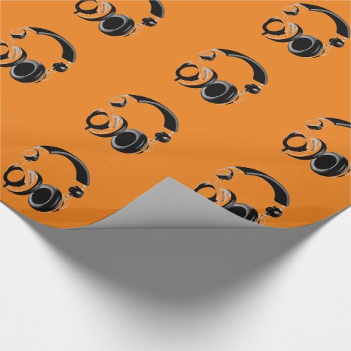 Pop Art Headphone Orange Wrapping Paper | Zazzle