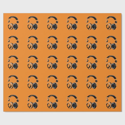 Pop Art Headphone Orange Wrapping Paper | Zazzle