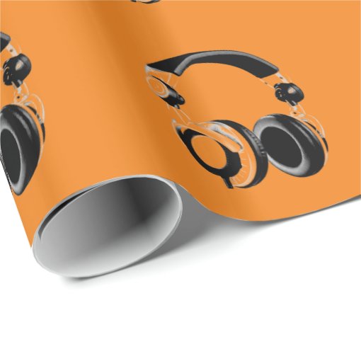 Pop Art Headphone Orange Wrapping Paper | Zazzle