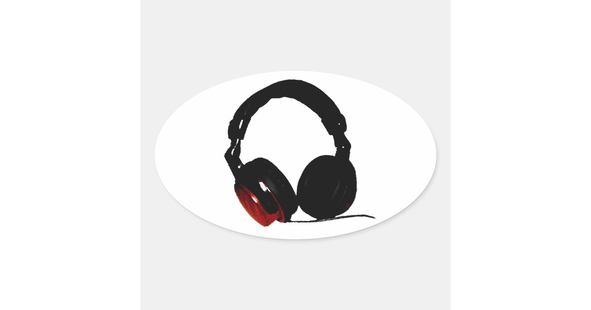 Pop Art Headphone Oval Sticker | Zazzle