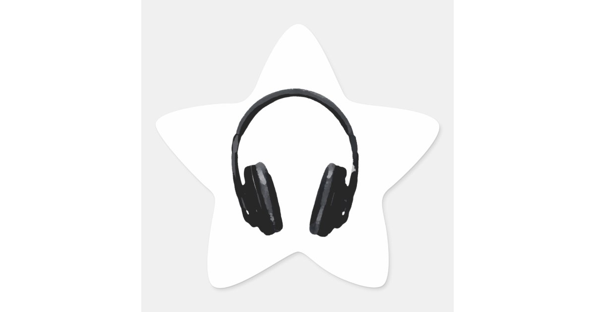 Pop Art Headphone Star Sticker | Zazzle