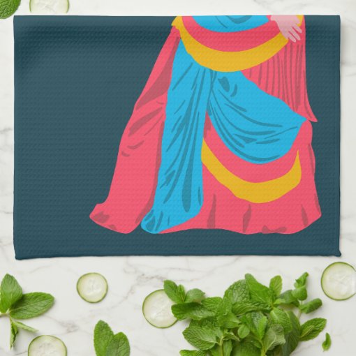 Pop Art Historical Woman in Bustle Dress Custom Kitchen Towel | Zazzle