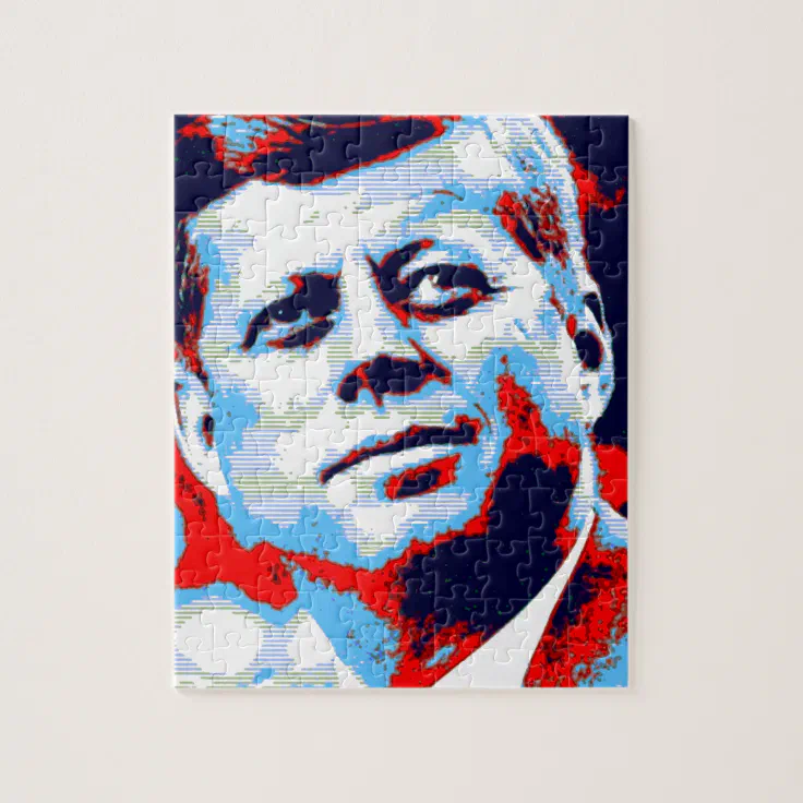 Pop Art JFK John F. Kennedy Red Blue Jigsaw Puzzle | Zazzle