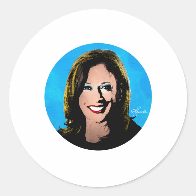 POP ART KAMALA HARRIS PORTRAIT CLASSIC ROUND STICKER | Zazzle