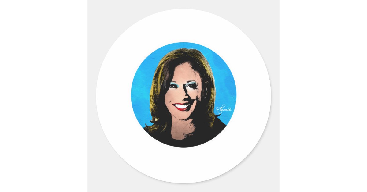 POP ART KAMALA HARRIS PORTRAIT CLASSIC ROUND STICKER | Zazzle