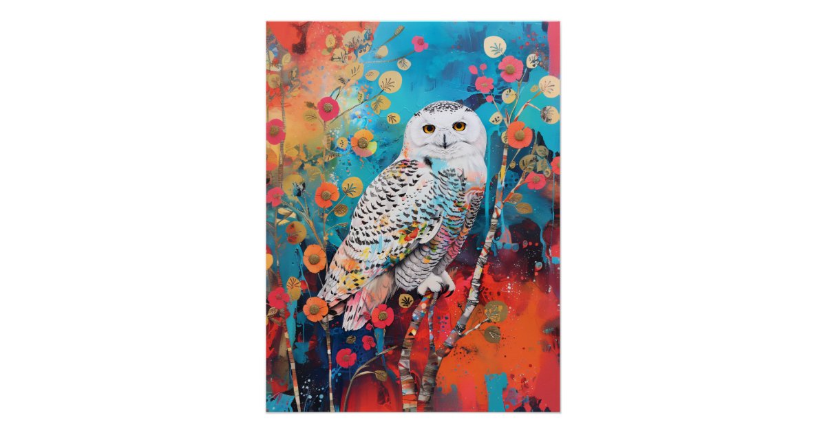 Pop Art Owl Decoupage Poster | Zazzle