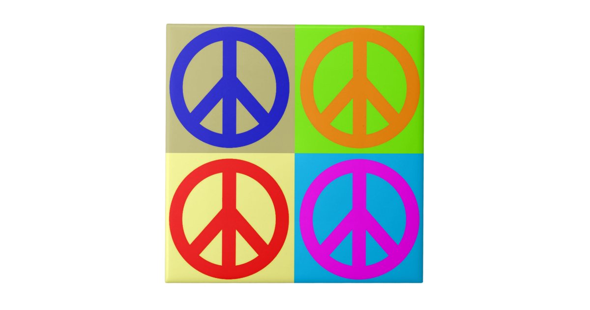 Pop Art Peace Sign Symbol Ceramic Tile | Zazzle