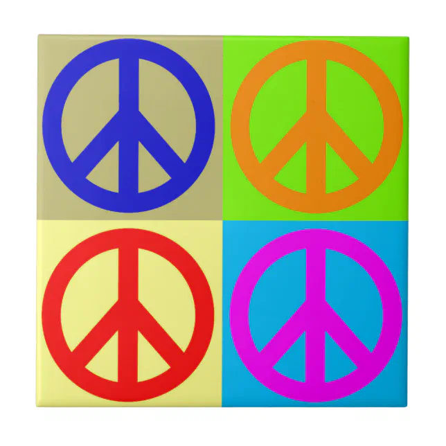 Pop Art Peace Sign Symbol Ceramic Tile | Zazzle