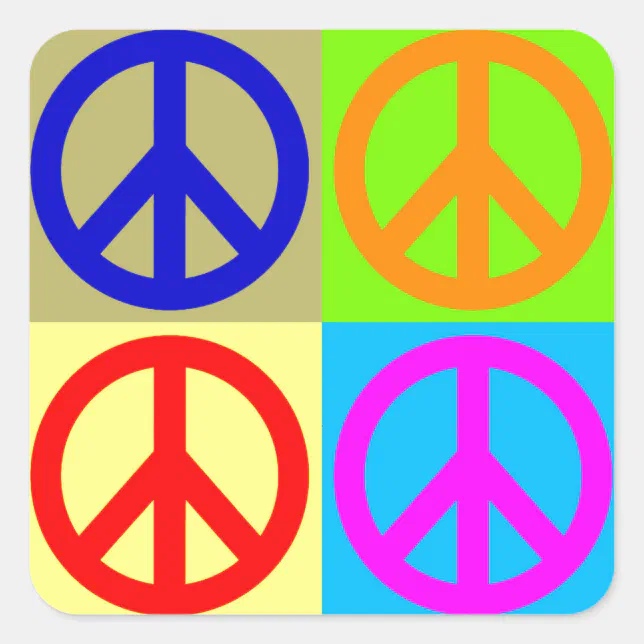 Pop Art Peace Sign Symbol Square Sticker | Zazzle