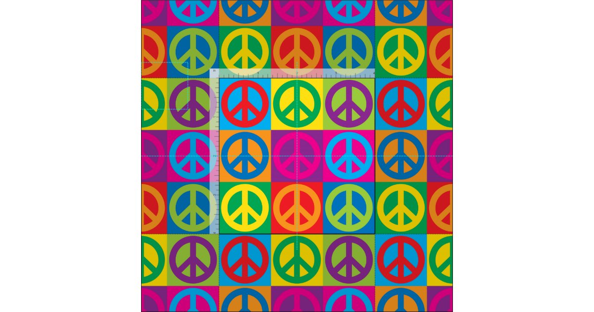Pop Art Peace Symbols Fabric | Zazzle