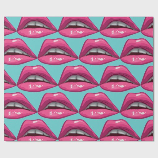 Pop Art Pink Lips Makeup Wrapping Paper | Zazzle