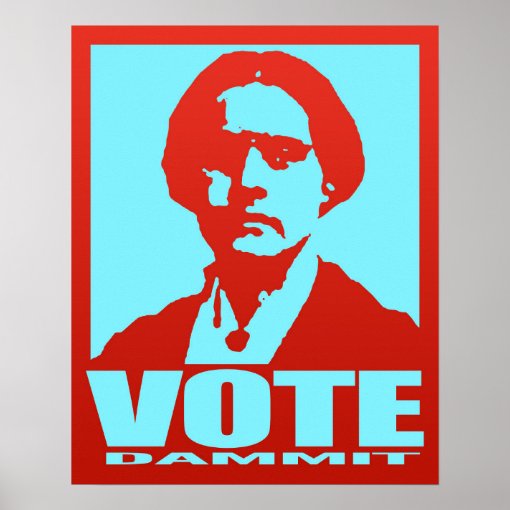 Pop-Art Red & Aqua Vote Dammit Susan B. Anthony Poster | Zazzle