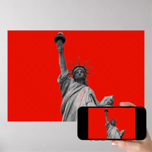 Pop Art Statue of Liberty Red Greyscale New York Poster | Zazzle