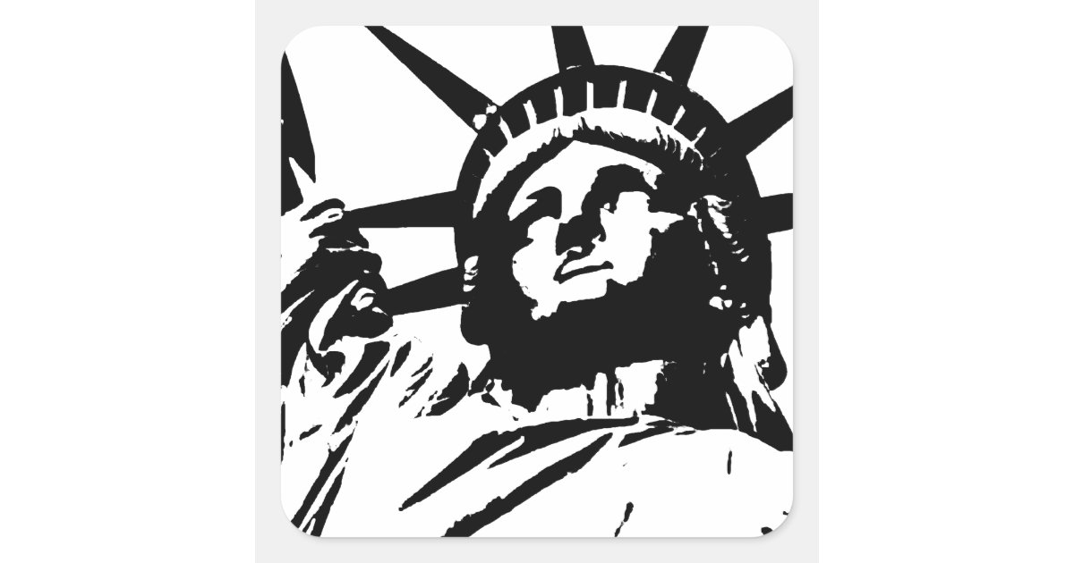 Pop Art Statue of Liberty Square Sticker | Zazzle