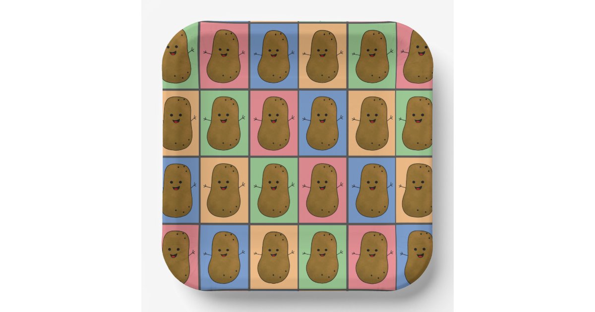 Pop Art Style Potato Paper Plates | Zazzle